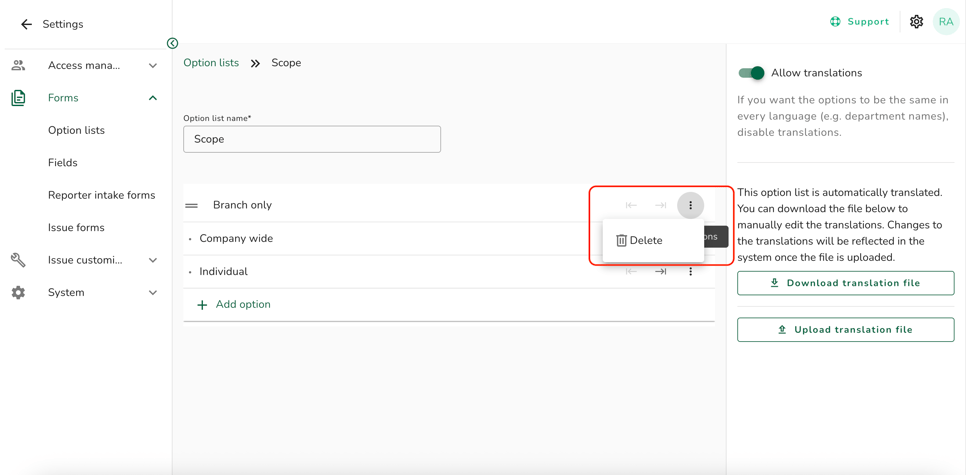 How do I edit an Option List?
